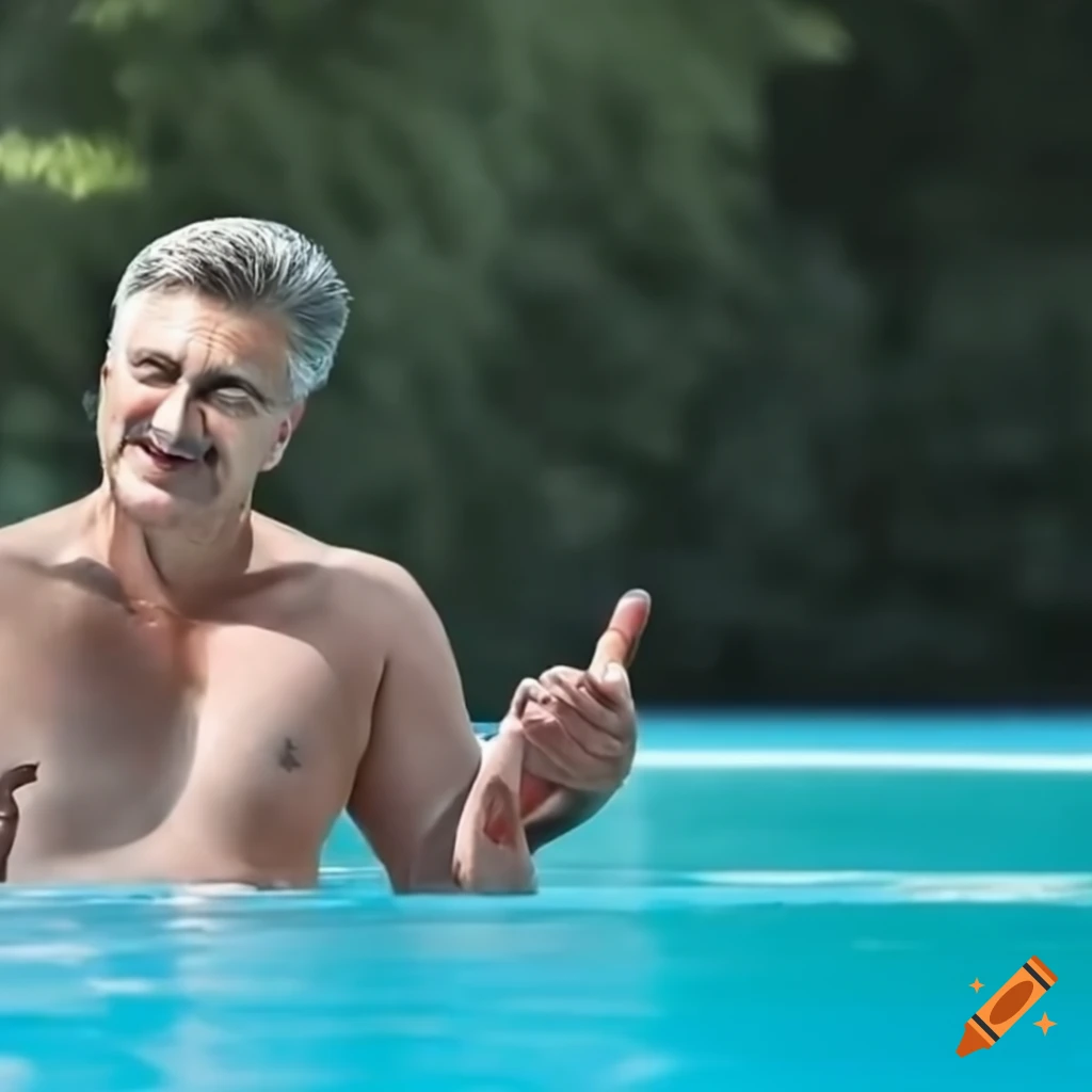 Andrej plenković by the pool