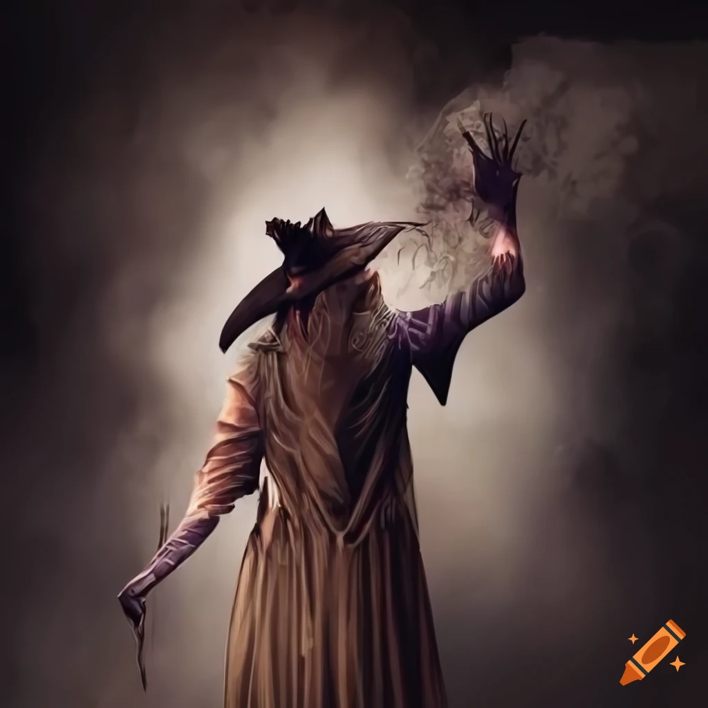 Dark and mystical background with a witch doctor on Craiyon