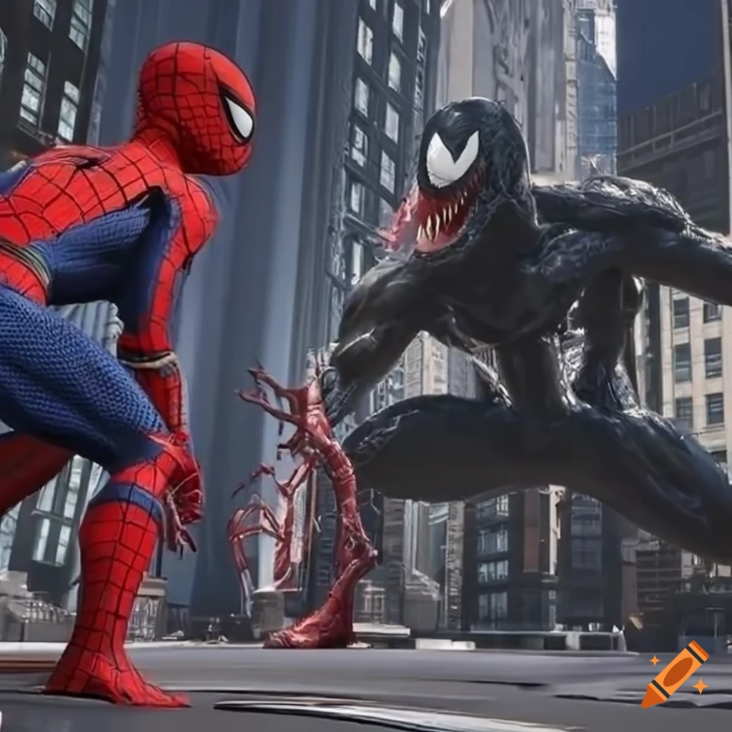 Spiderman fighting venom in new york