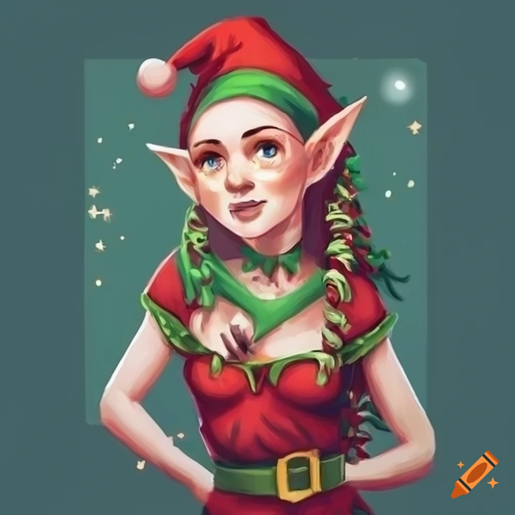 Portrait of a cute christmas elf for dungeons & dragons