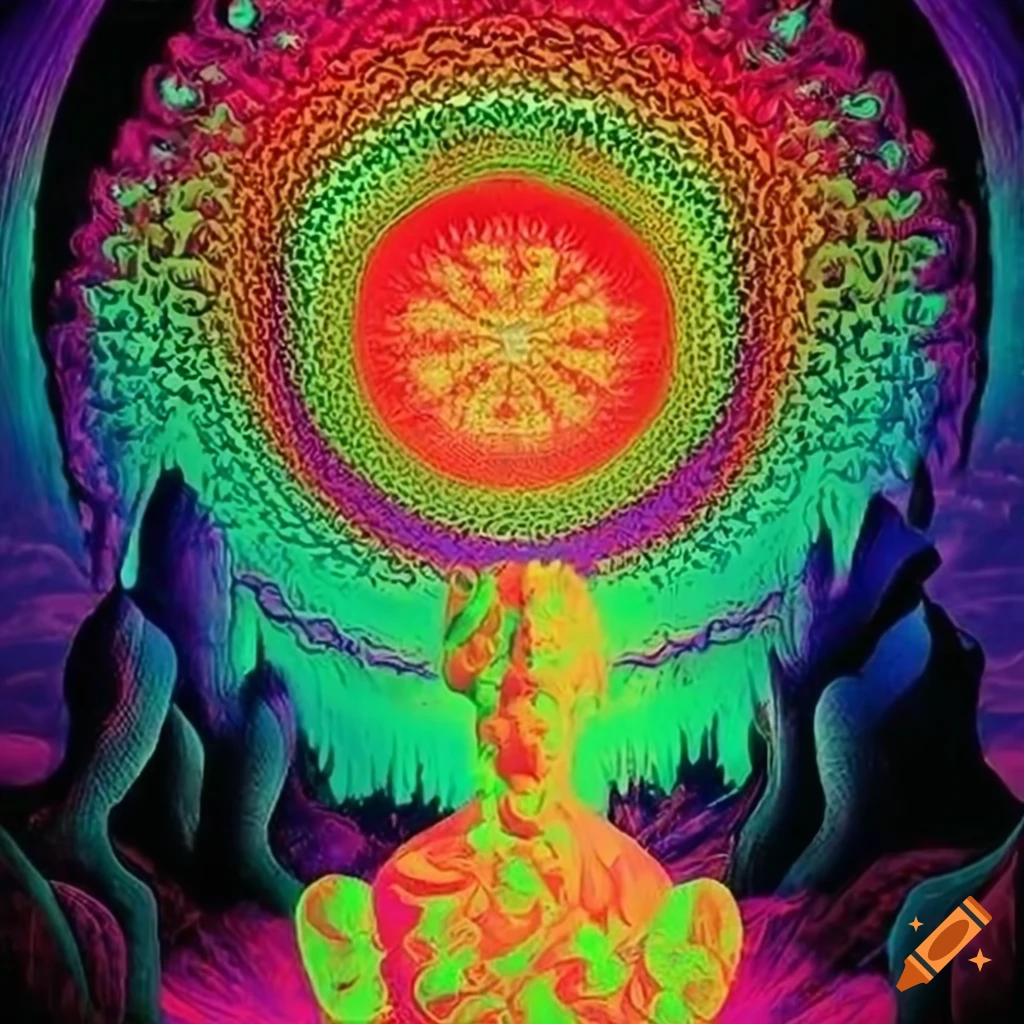 Psychedelic album cover artwork on Craiyon