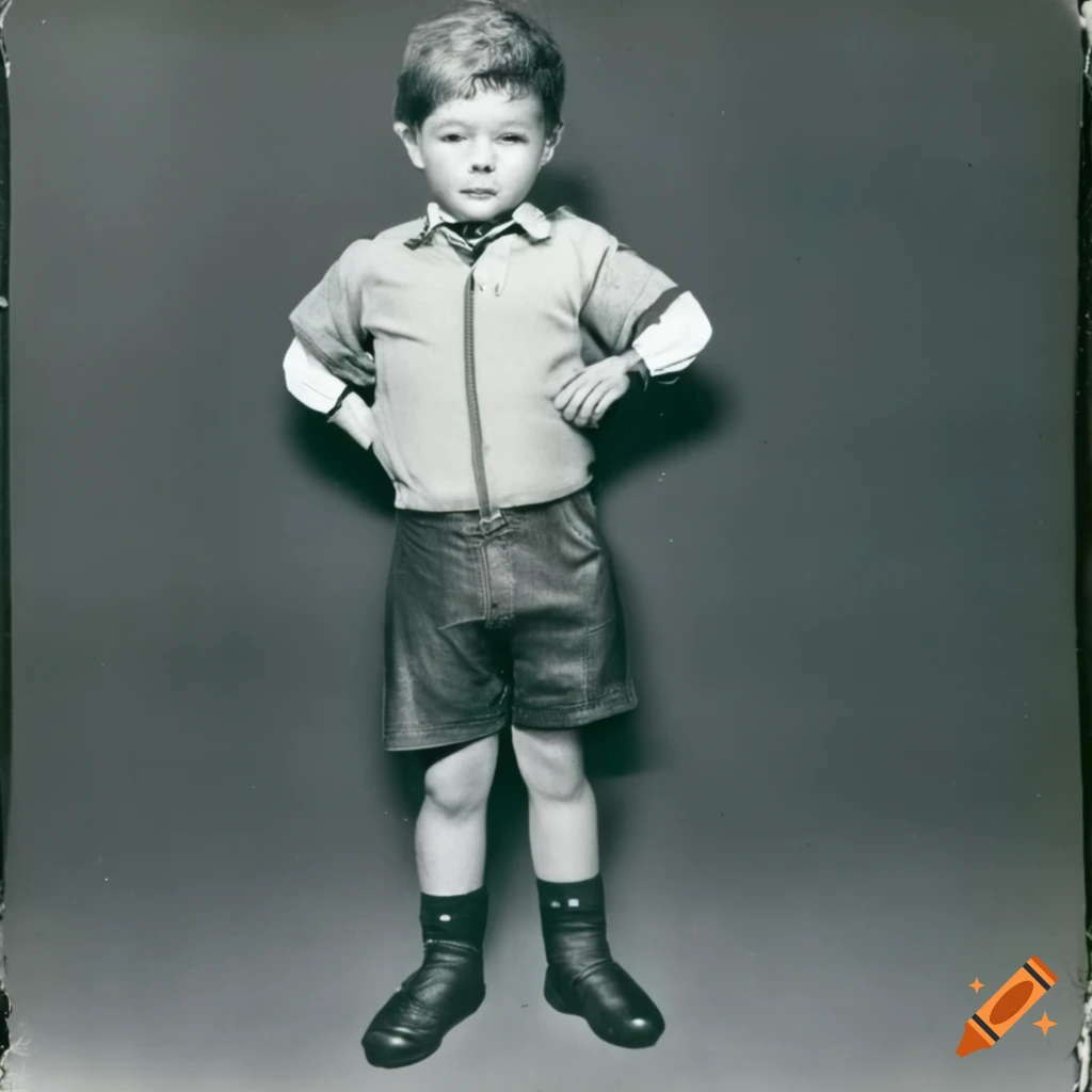 Vintage photograph of a young boy in work clothes