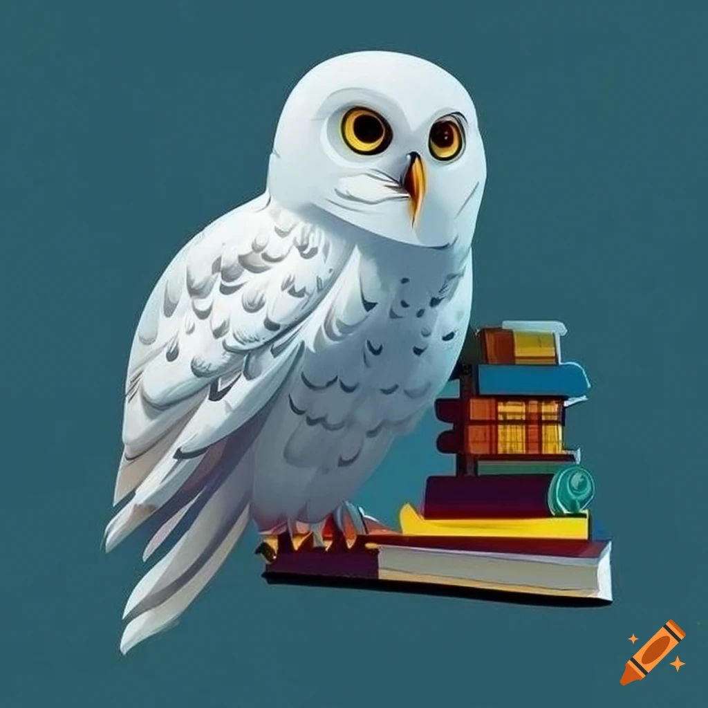 Colorful illustration of harry potter with a white owl