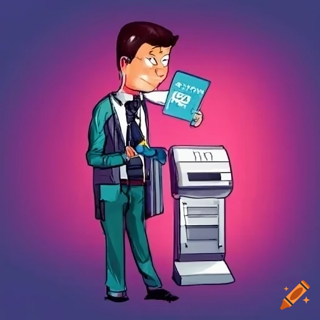 Comic strip of people using credit cards and atm