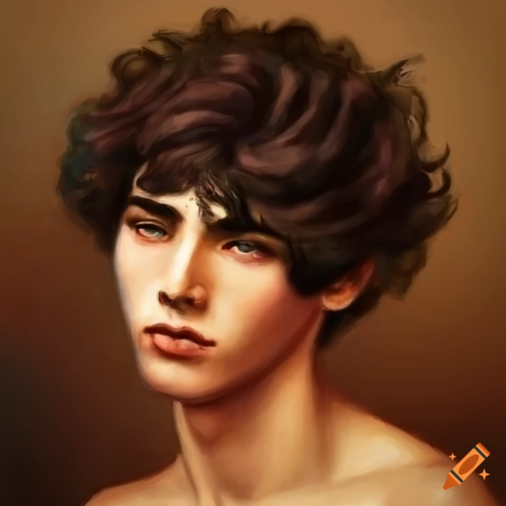 Detailed oil painting of a confident male god