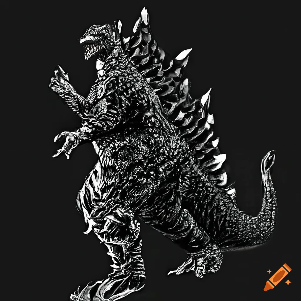 Heavily armored metallic godzilla