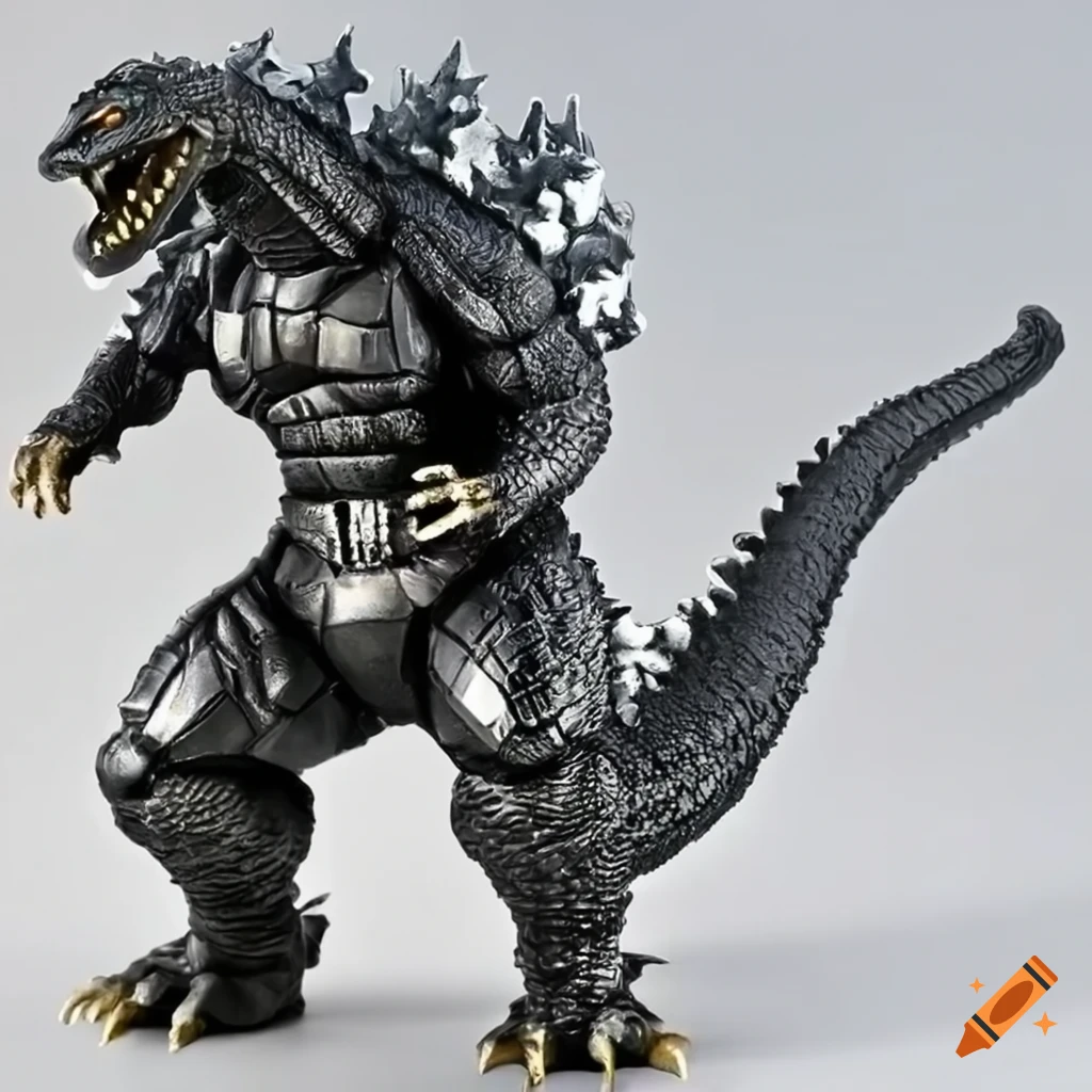 Artistic interpretation of a heavily armored muscular godzilla