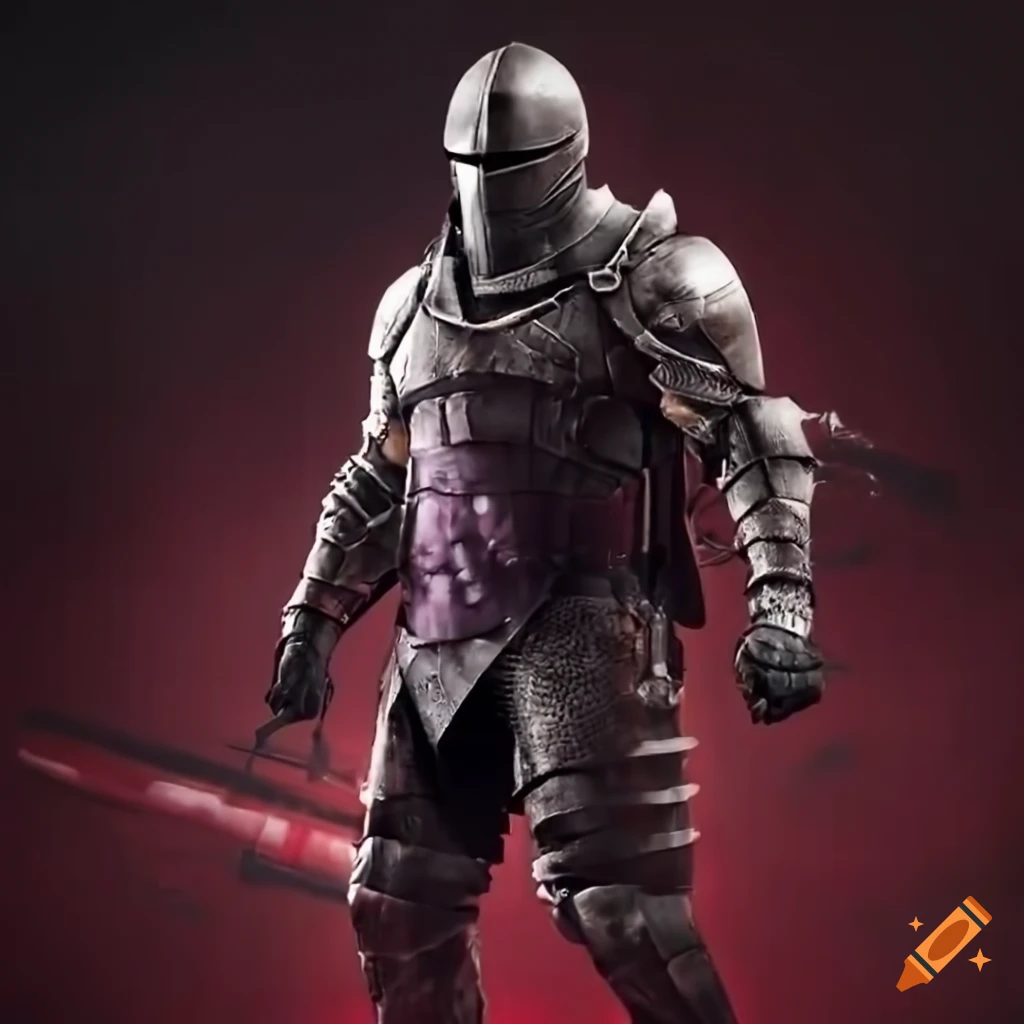 Cinematic image of a purple knight on a battlefield