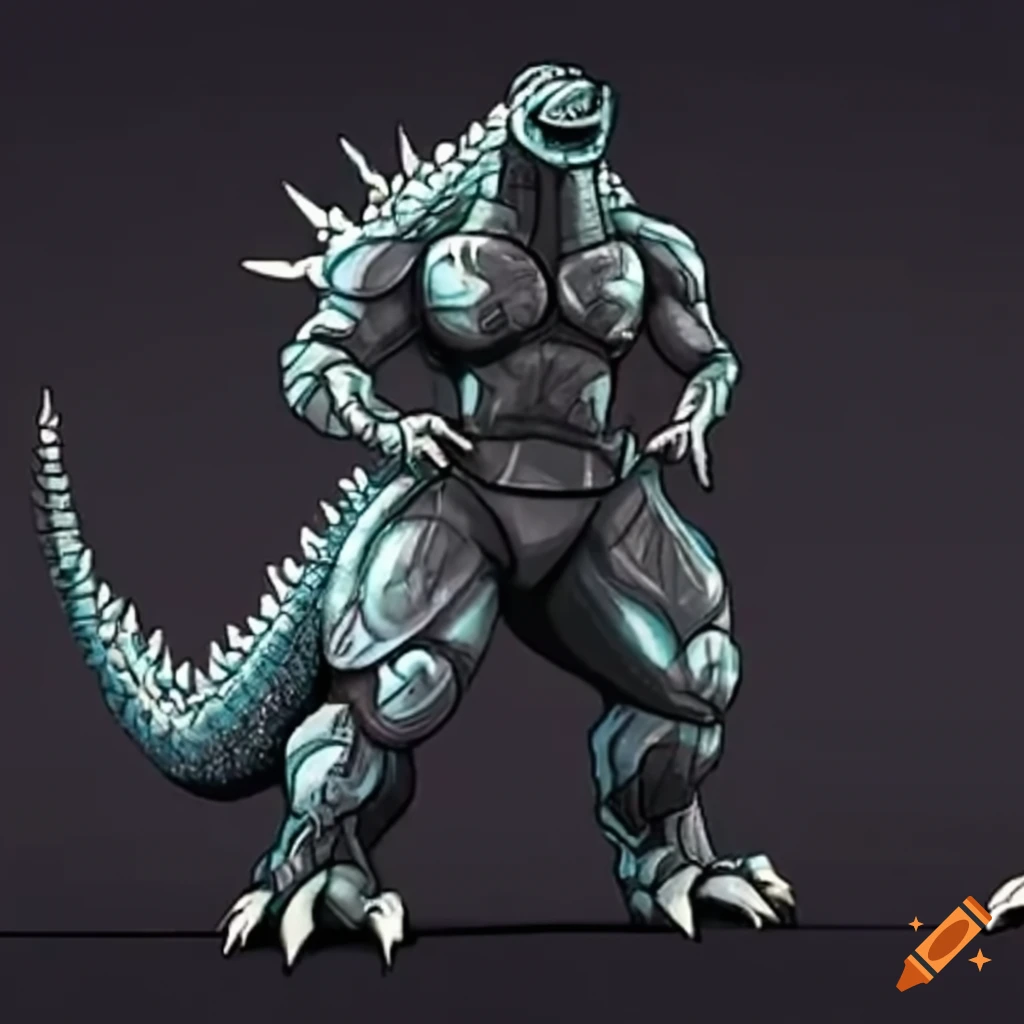 Image of heavily armored godzilla