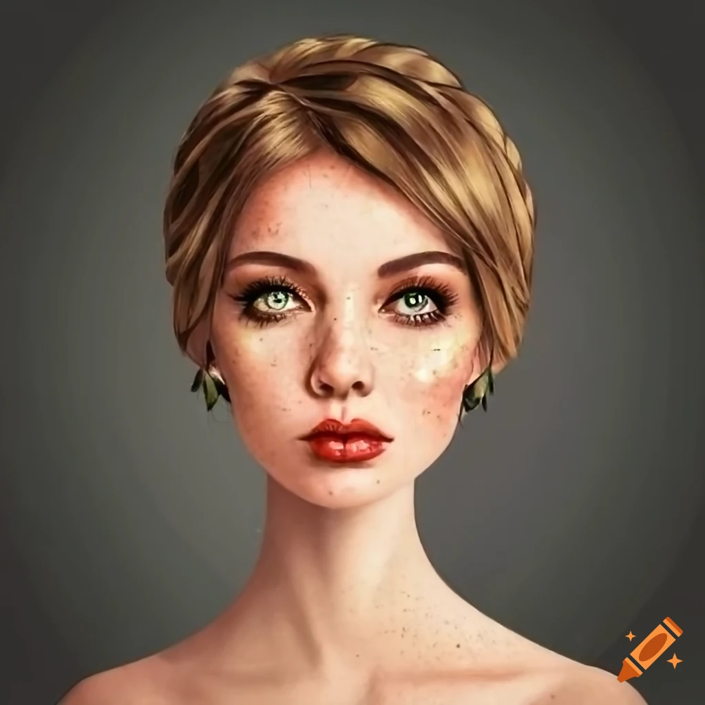 Portrait of a young woman with a mischievous look on Craiyon