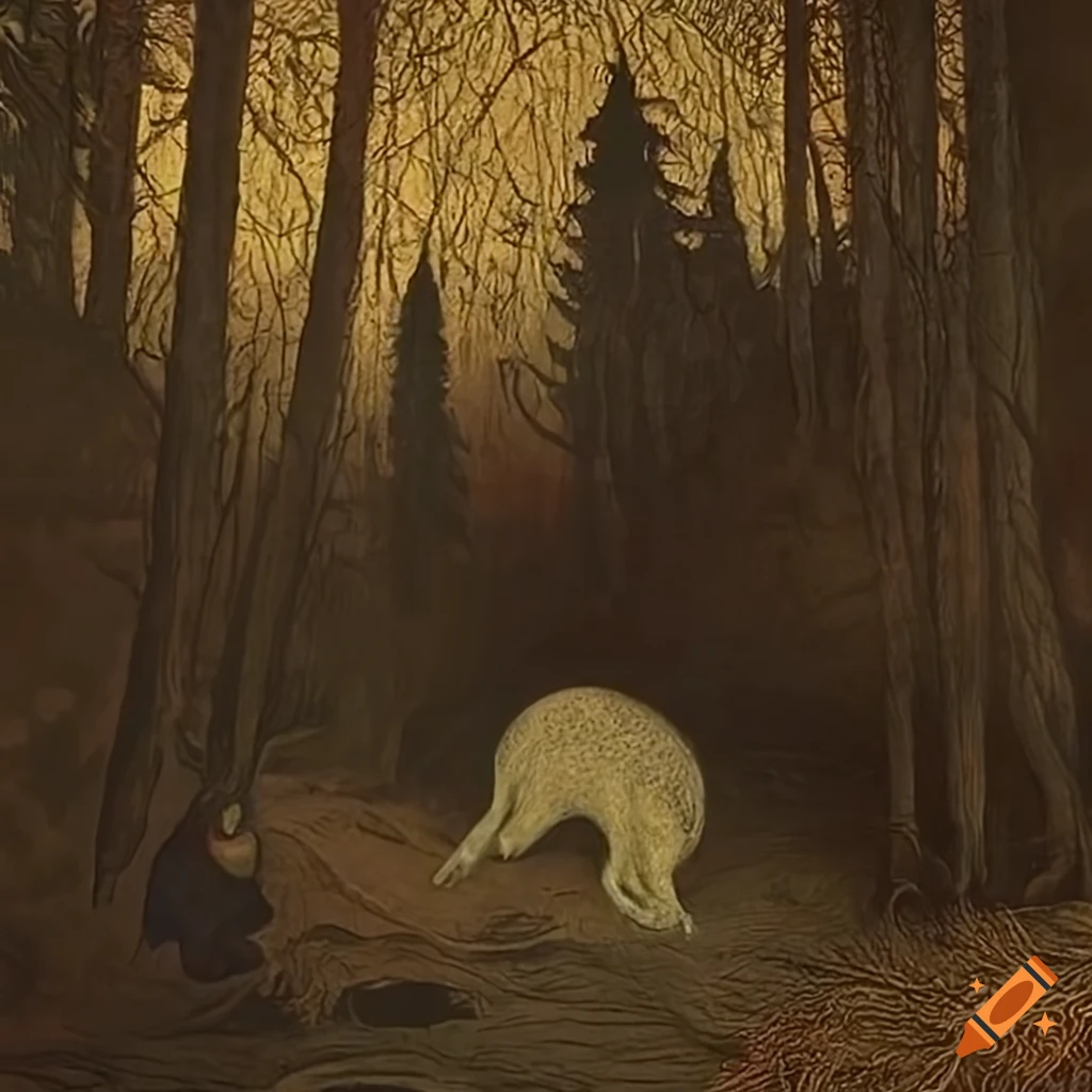 Color serigraph of native salish motifs and forest designs on Craiyon