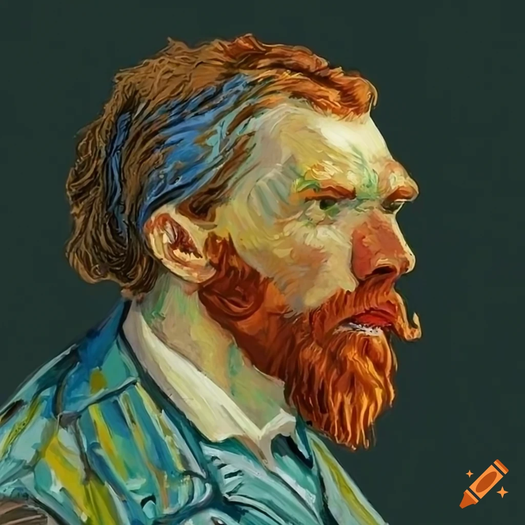 Velociraptor portrait in van gogh style