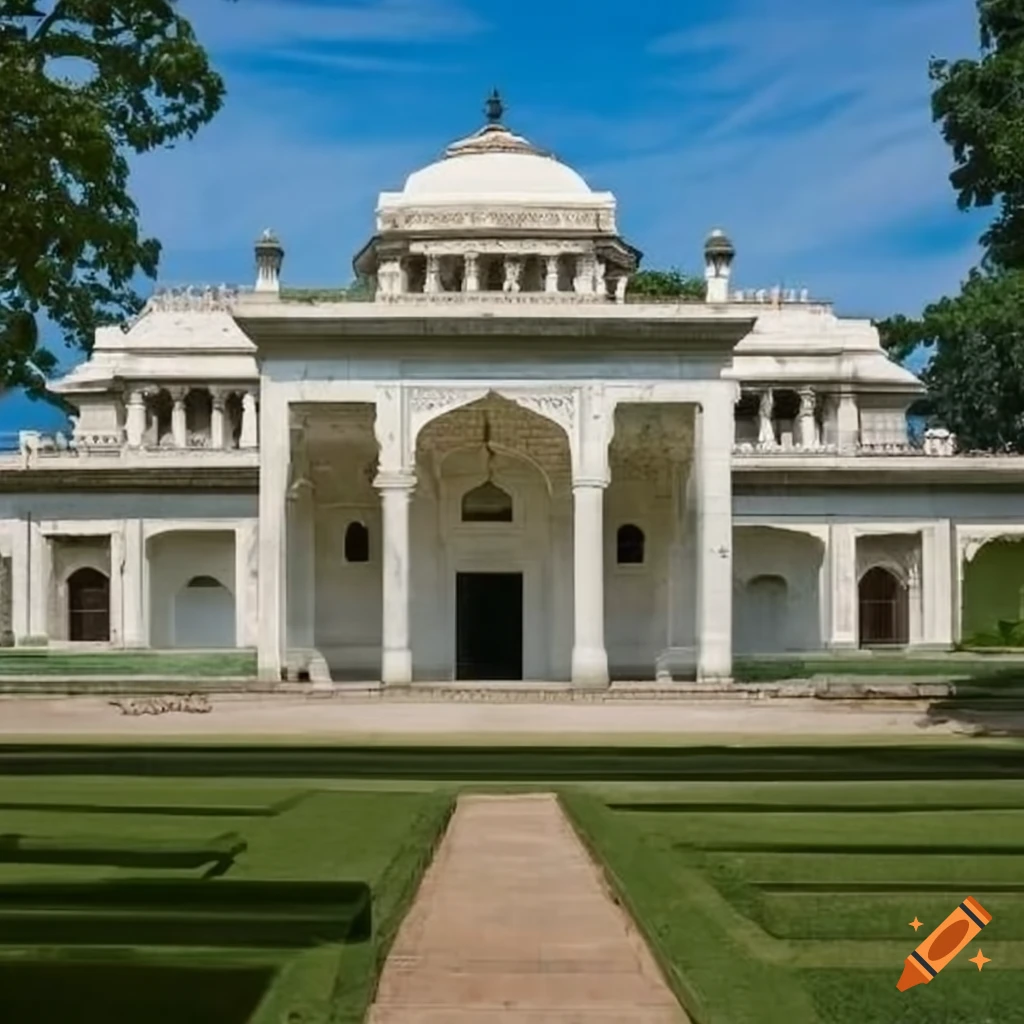 Frontal elevation of a mughal mahal style building