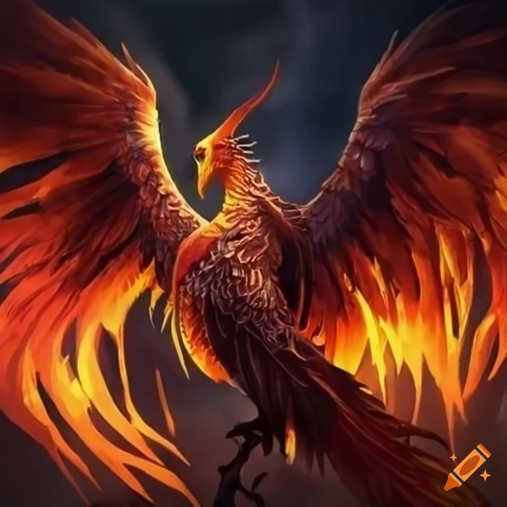 Digital art of an undead phoenix on Craiyon