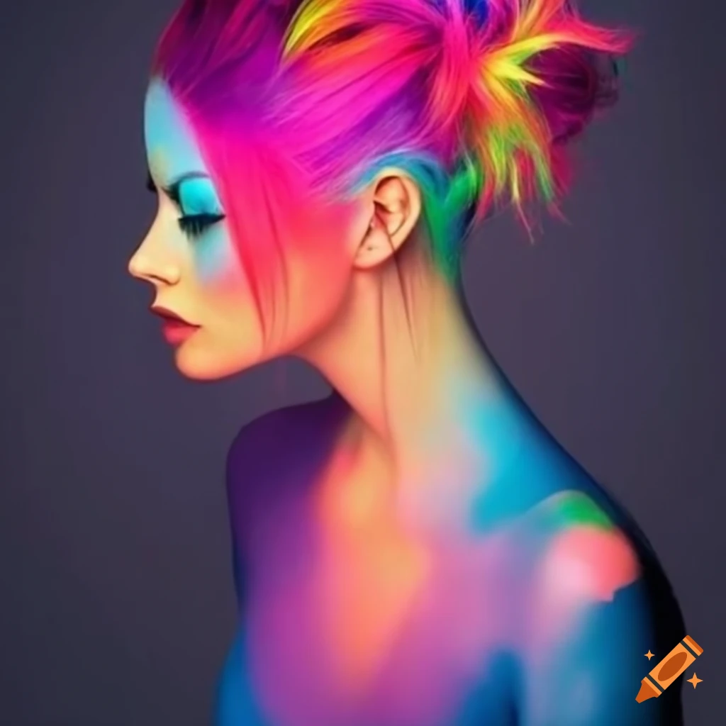 Bold and colorful neon hairstyle