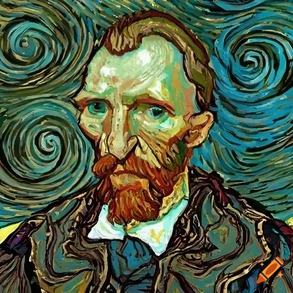 Van gogh style portrait of a brachiosaurus