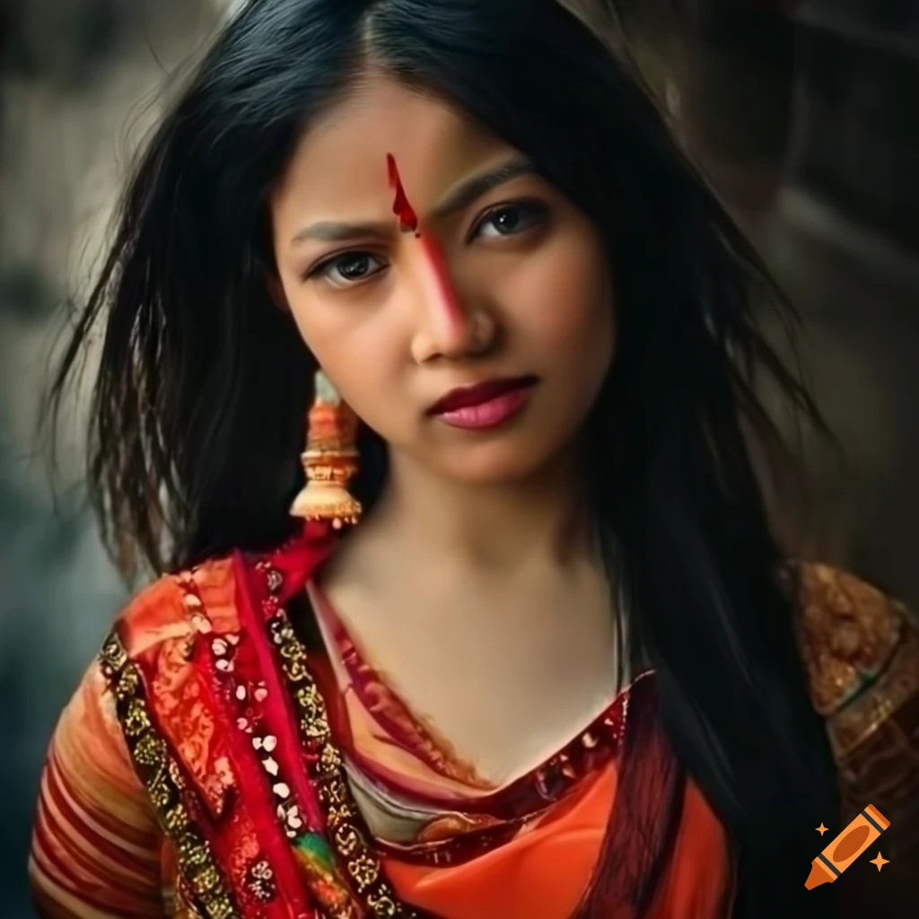Beautiful nepali girl with hyper-realistic details