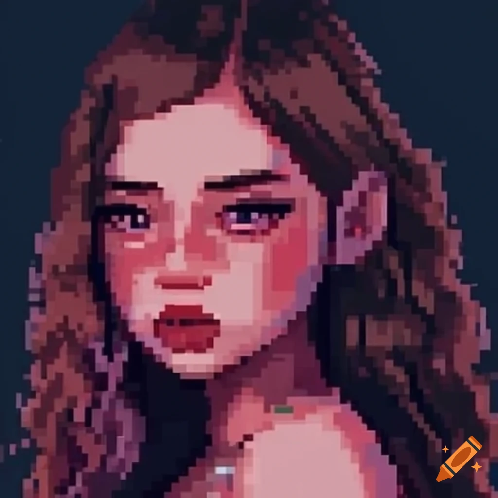 Realistic pixel art of an aesthetic girl character on Craiyon