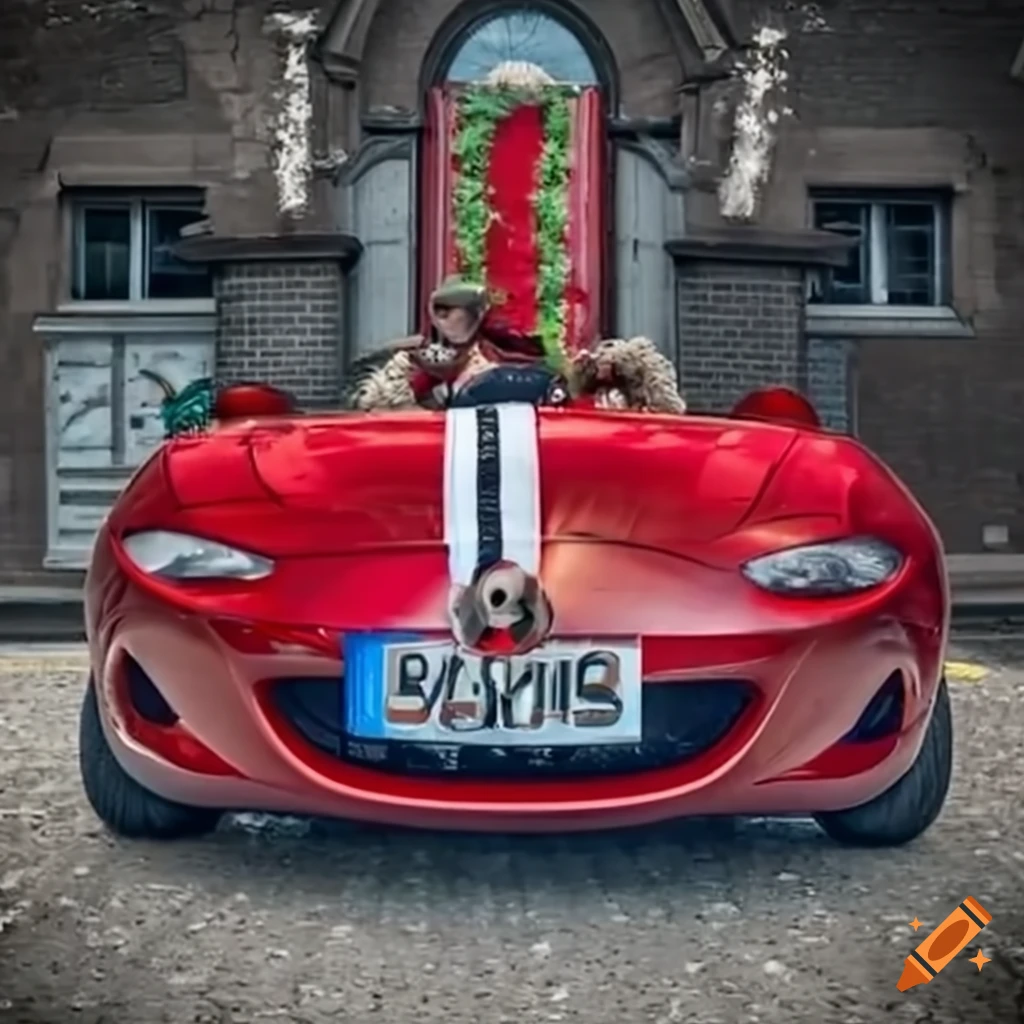 Santa claus riding in an mx-5 car