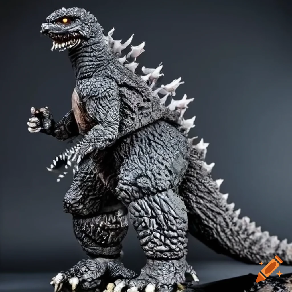 Image of godzilla with metallic armor plates
