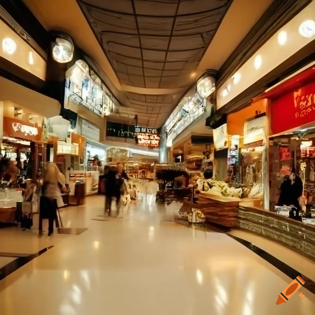Food court in a shopping mall on Craiyon