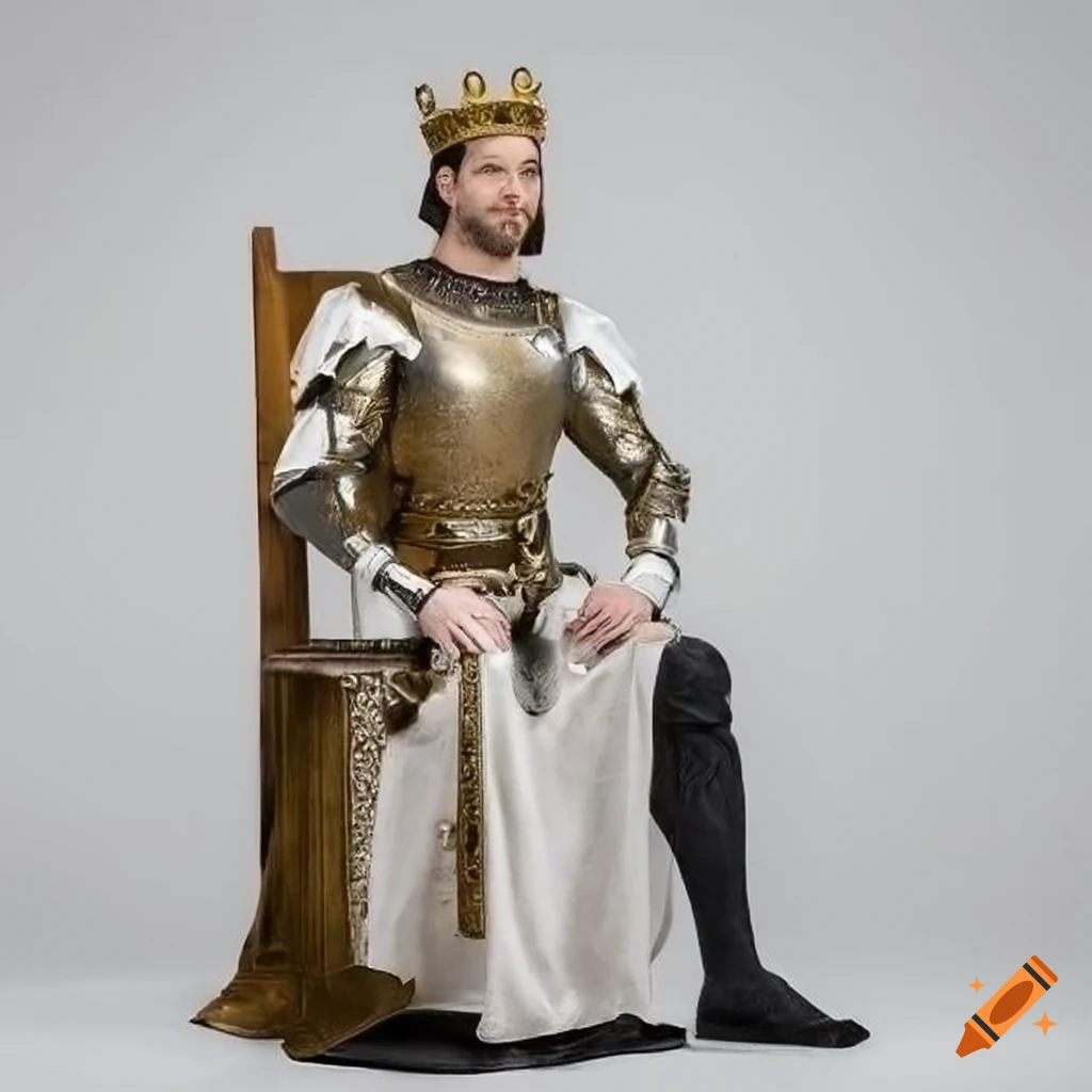 Portrait of a young french medieval prince wearing a crown