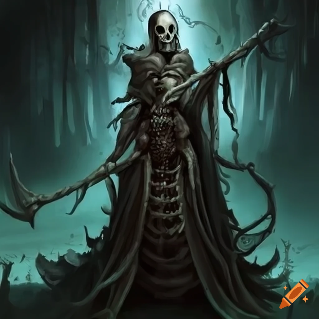 Fantasy illustration of a skeleton warrior