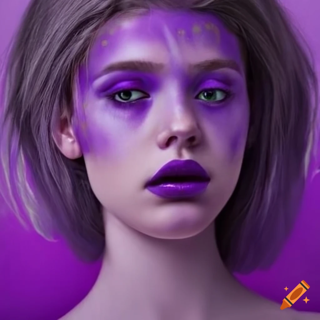 Portrait of a girl with purple skin