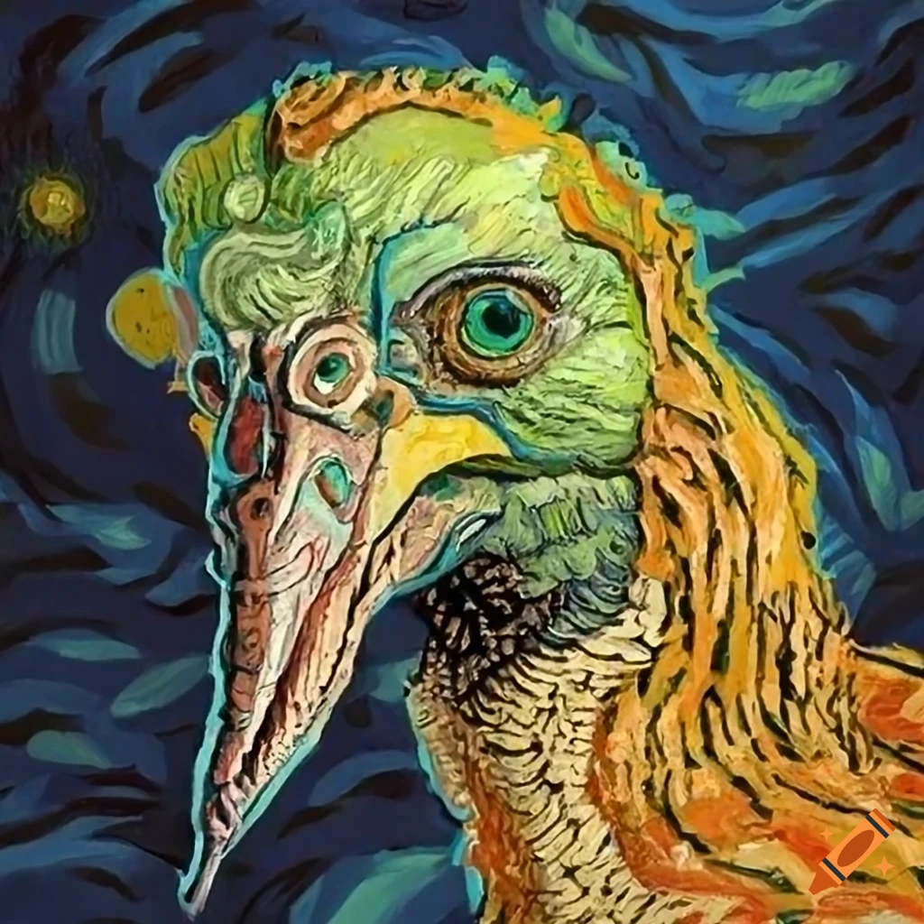 Van gogh style portrait of archaeopteryx on Craiyon