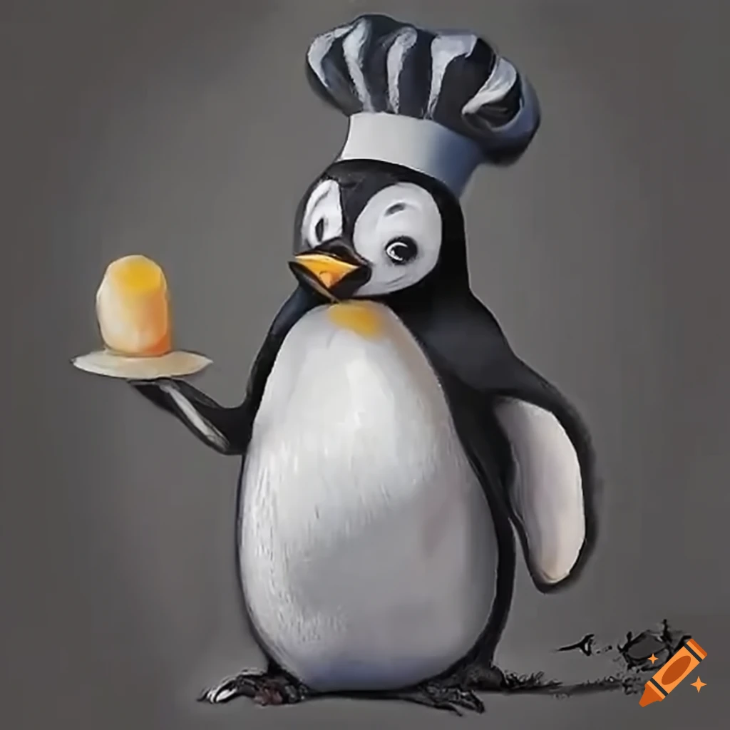 Classy penguin with mini pancakes on Craiyon