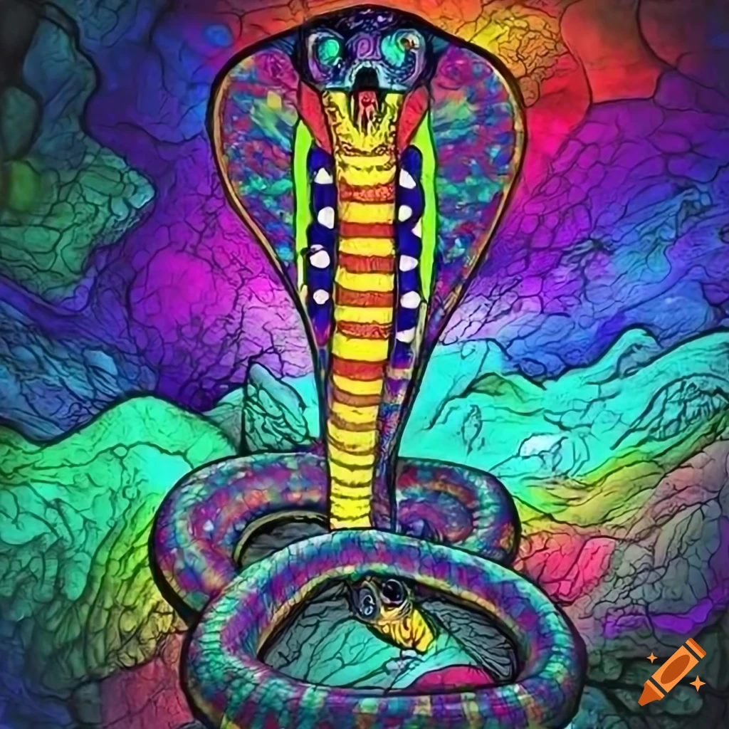 Surrealistic image of a cosmic cobra in a prehistoric cavern on Craiyon