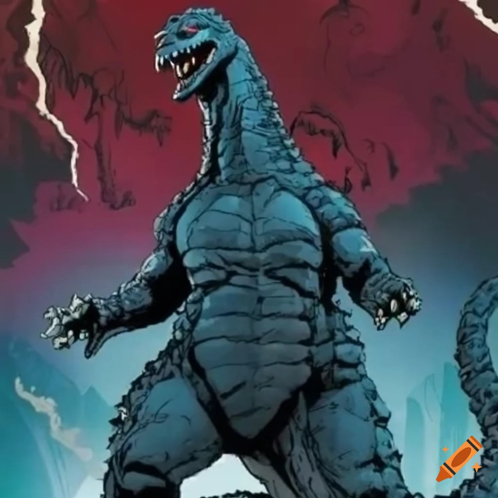 Godzilla and destroyer from marvel comics