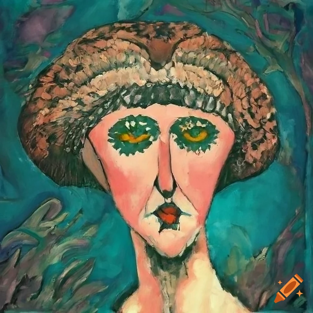 Modigliani-style portrait of archaeopteryx on Craiyon