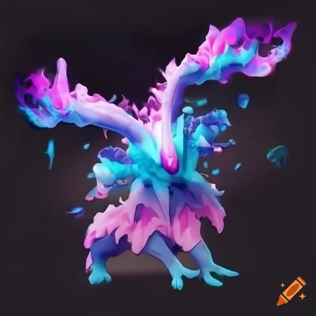 Ethereal pokémon made of liquid flowing like bones on Craiyon