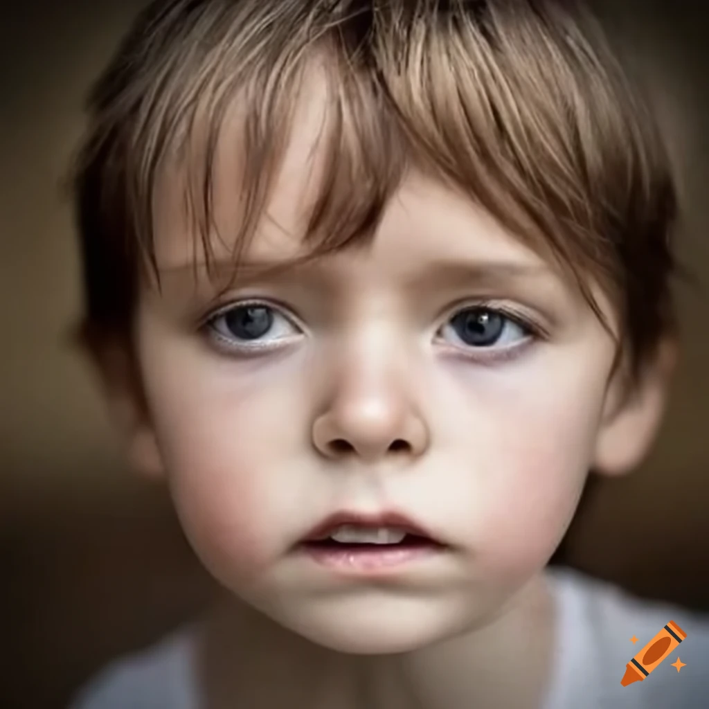 Portrait of a child with a neutral expression on Craiyon