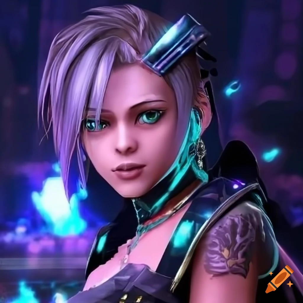 Rikku from final fantasy with glowing eyes on Craiyon