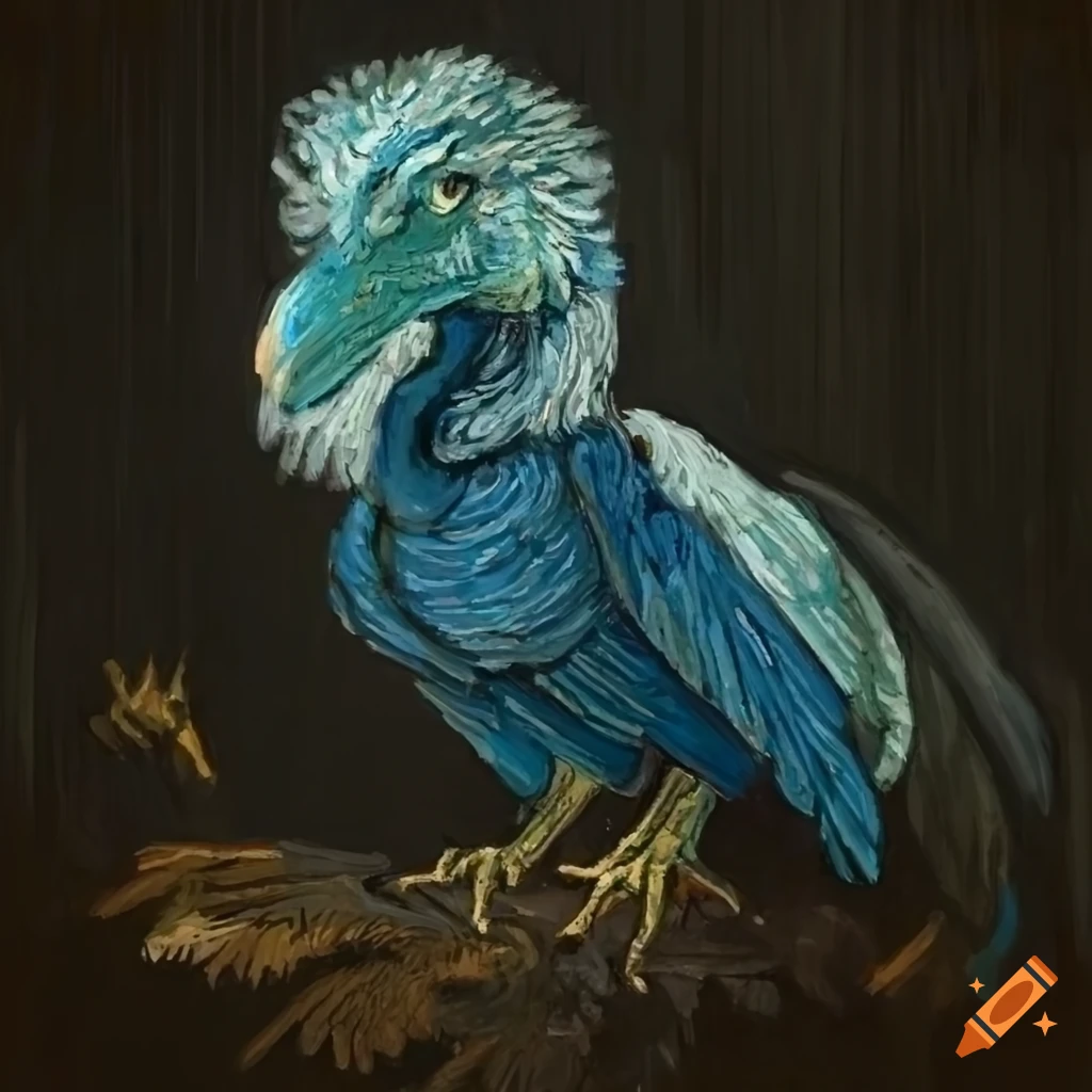 Van gogh style portrait of archaeopteryx on Craiyon