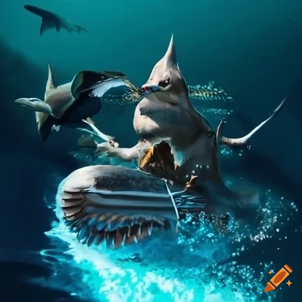 Humorous illustration of a seagull riding a motorbike over a ramp with ...