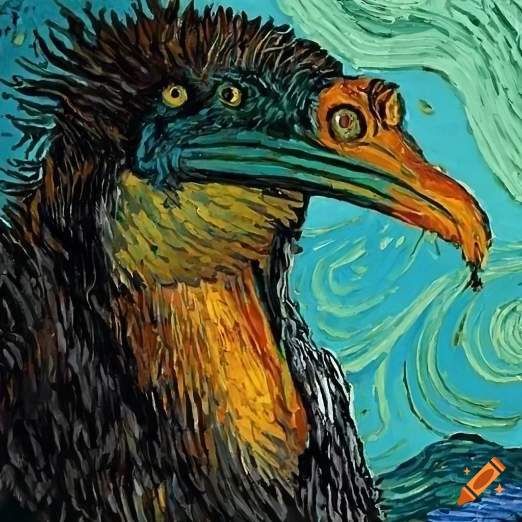 Portrait of archaeopteryx in van gogh style on Craiyon