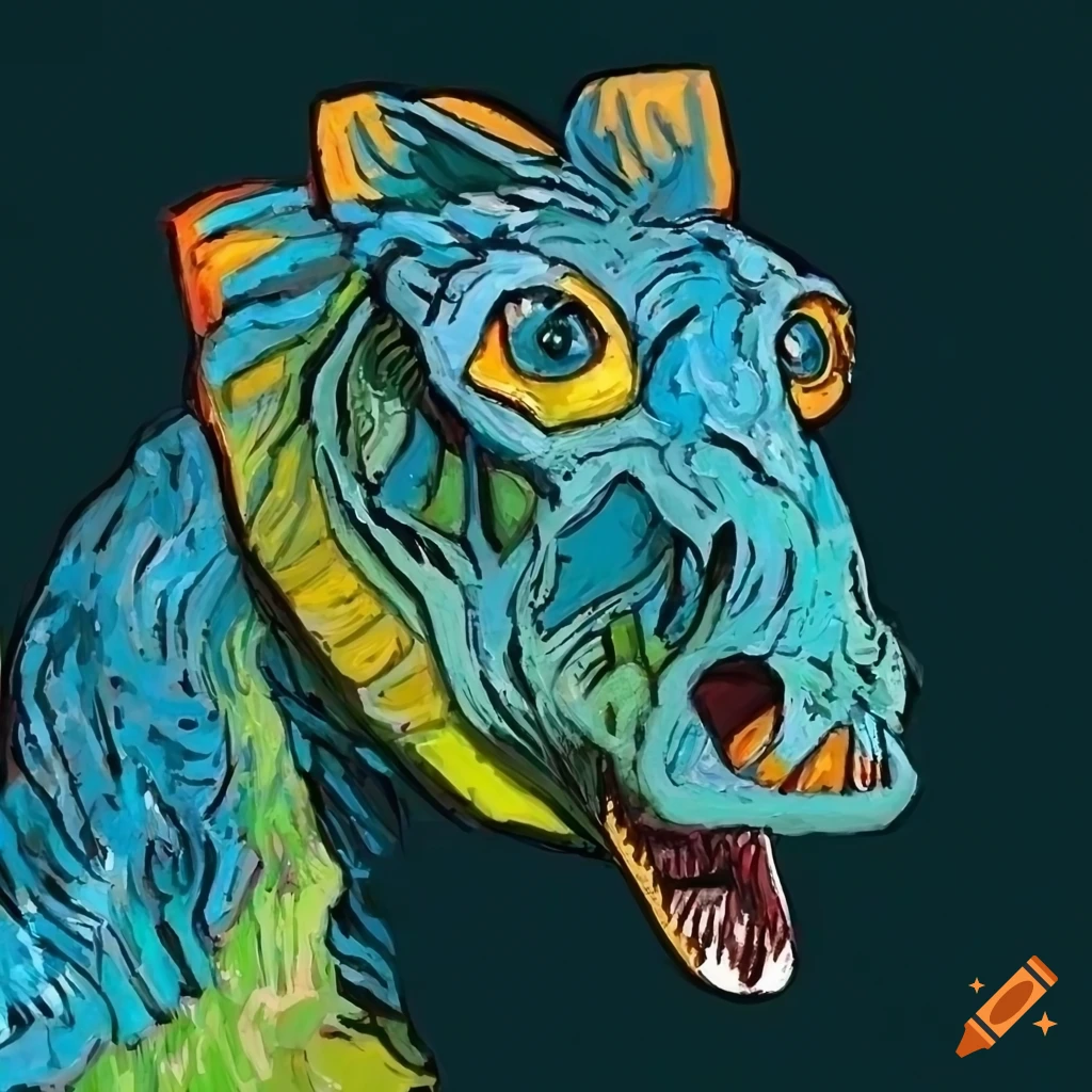 Portrait of a stegosaurus in van gogh style