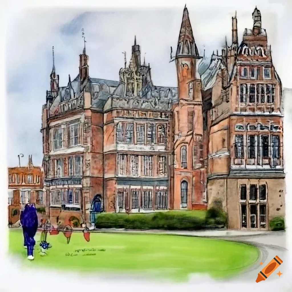 Drawing of schools in britain for a poster on Craiyon