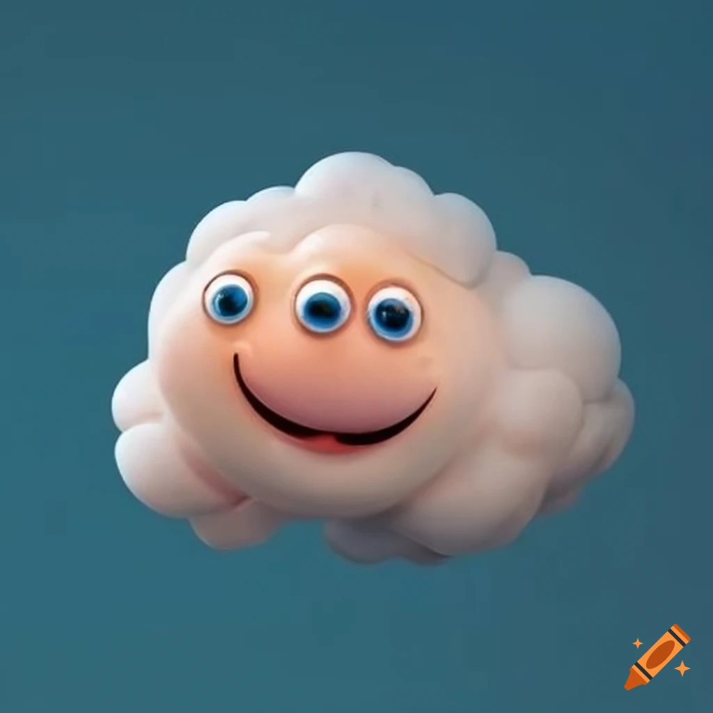 Cloud-shaped shell with large eyes and a goofy smile