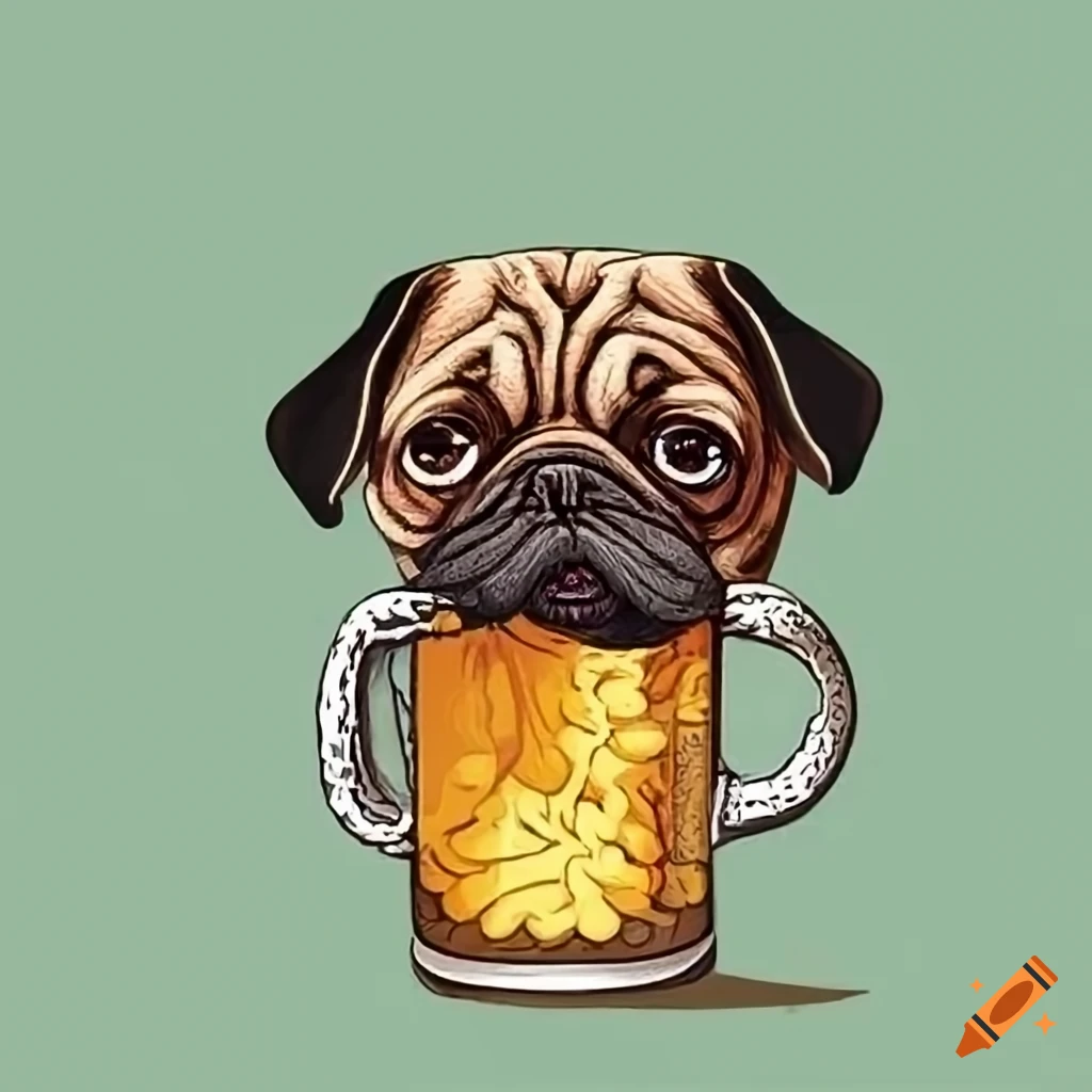 Pug enjoying a drink on Craiyon