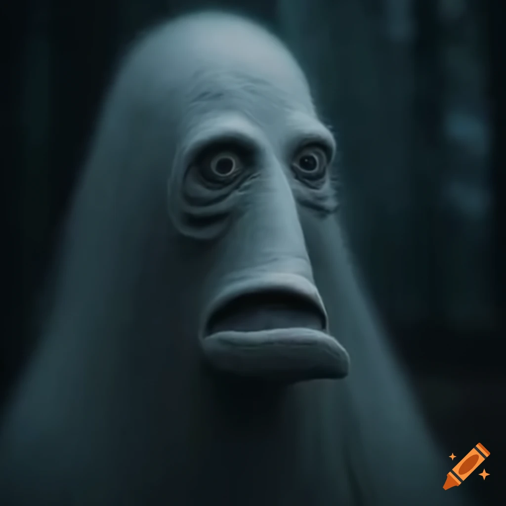 Eerie portrait of the Groke character emerging from the mist on Craiyon