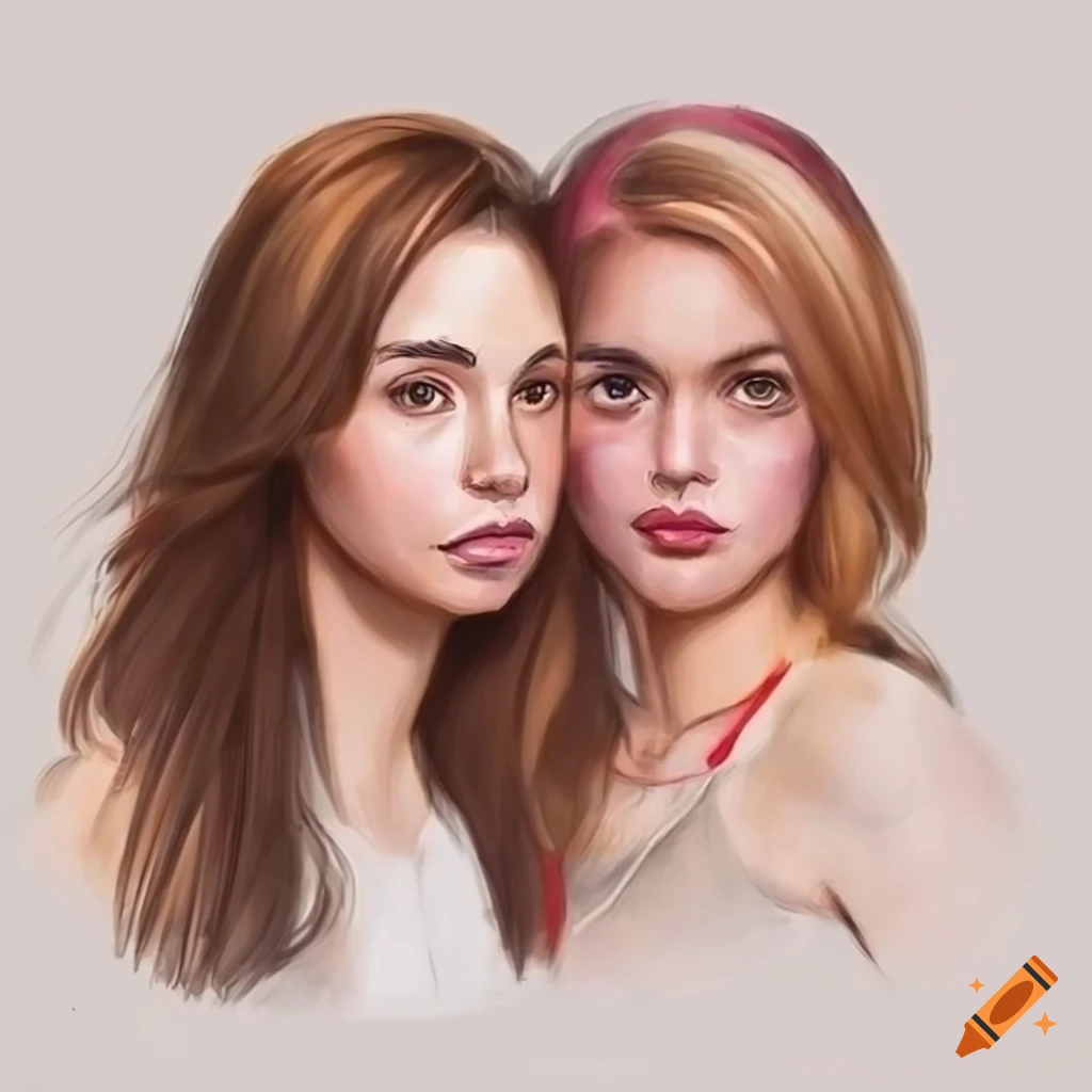 Drawing of two women studying together in college on Craiyon