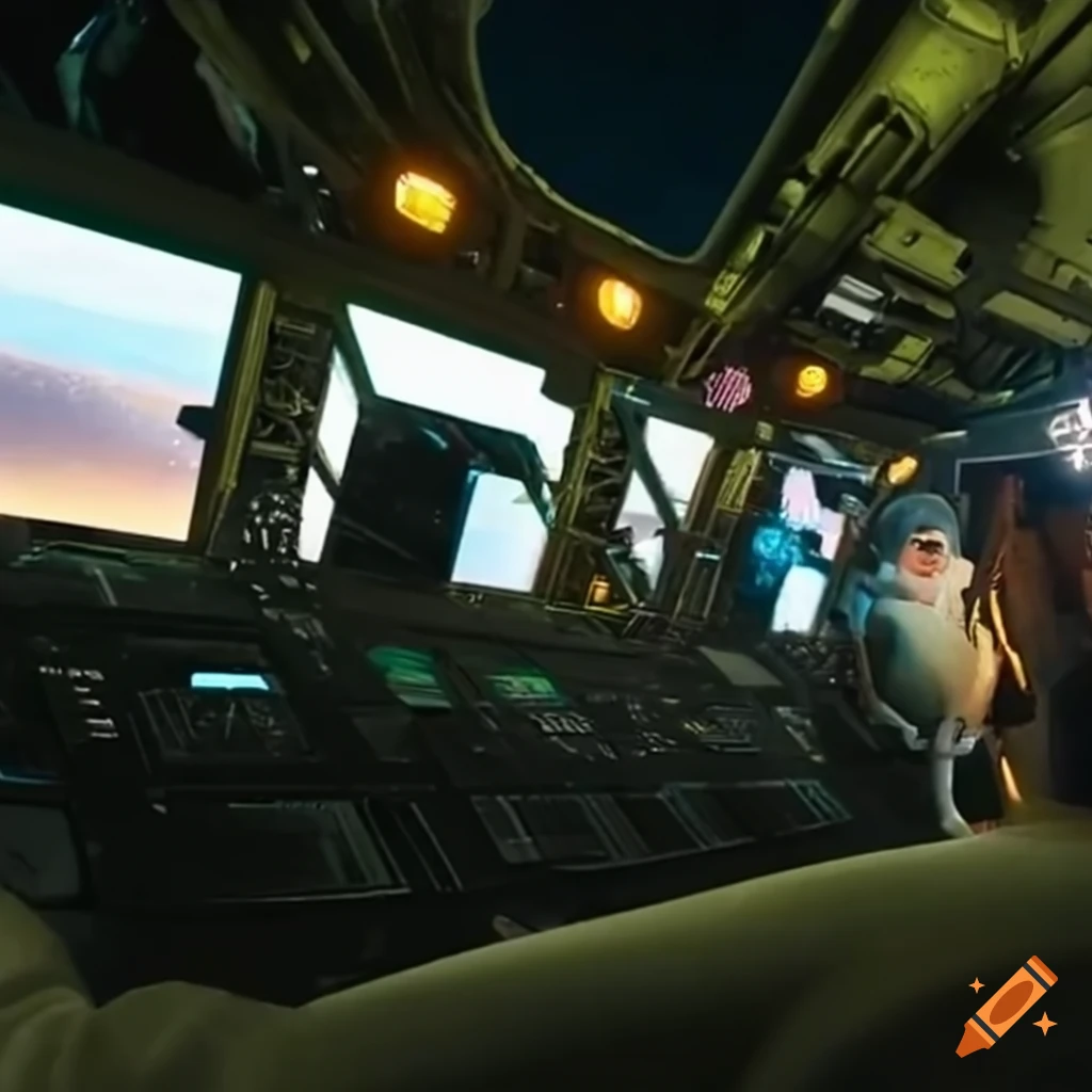 5 white alien women inside a space ship on Craiyon