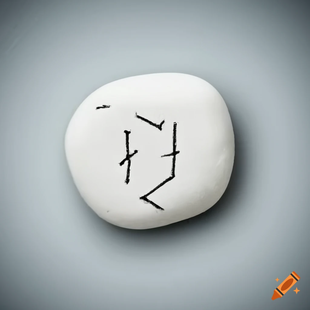 Large white stone rune with seven engraved lines on Craiyon