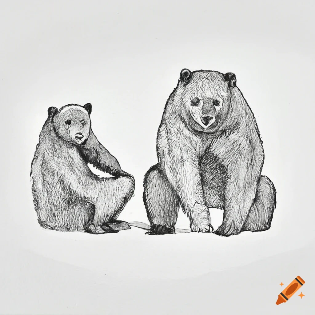Rustic minimalist drawing of two bears