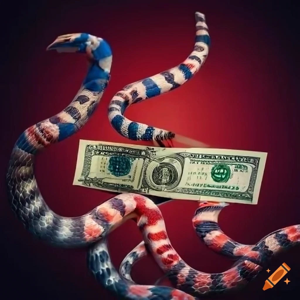 Dollar bills with snakes flying in the house of congress on Craiyon