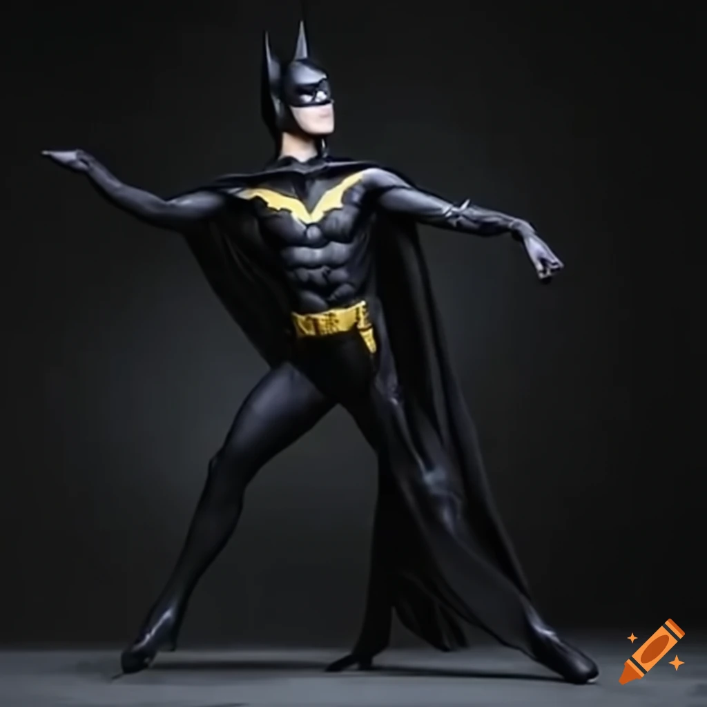 Batman striking a elegant ballet pose in costume